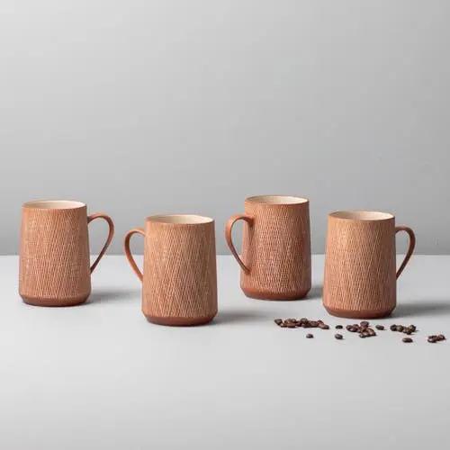 BE HOME Crosshatch Mugsset Of 4