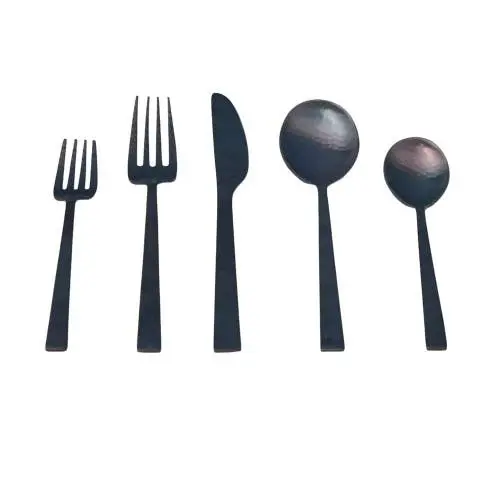 BE HOME Hammered Flatware Set - Black