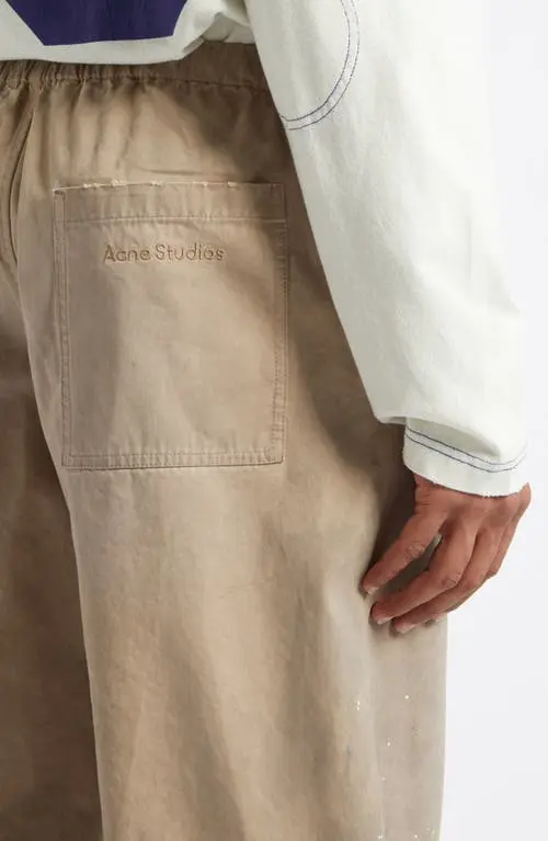 Acne Studios Plott Peached Washed Twill Wide Leg Pants - Light Beige
