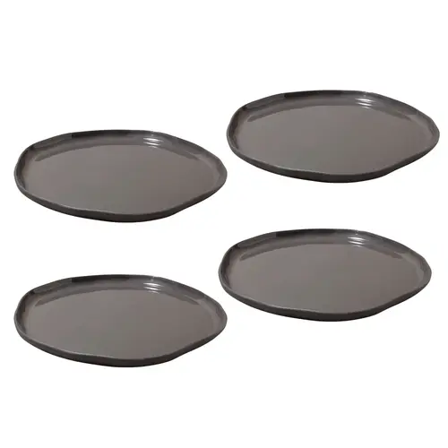 BE HOME Tam Stoneware Flat Dinner Plateset Of 4 - Slate