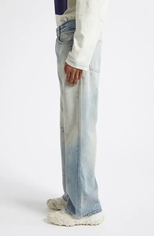 Acne Studios Trafalgar Paint Splatter Wide Leg Jeans