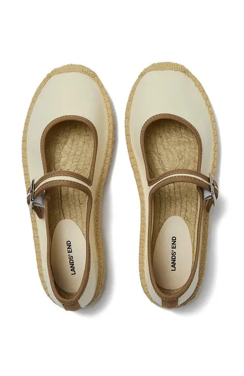 LANDS' END Mary Jane Espadrille Flats With Buckle Detail