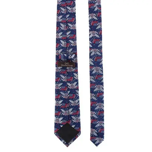 Trafalgar Legacy Soars Silk Bald Eagle & American Flag Neck Tie