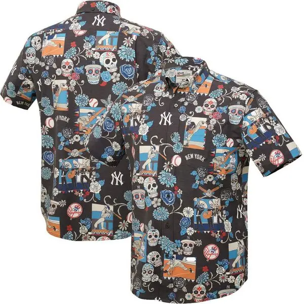 Reyn Spooner New York Yankees Día De Los Muertos Tri-blend Button-down Shirt - Black