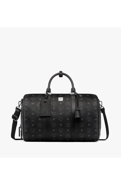 Mcm Ottomar Weekender Bag In Visetos Monogram Canvas - Black