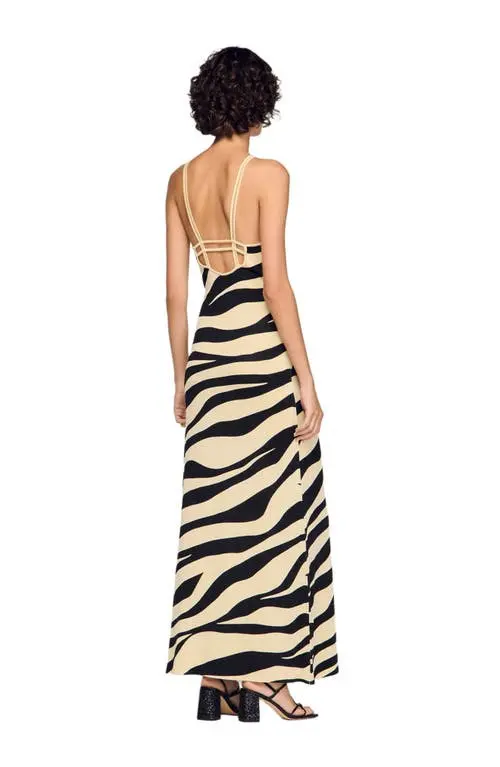 Sandro Zebra Print Knit Maxi Dress