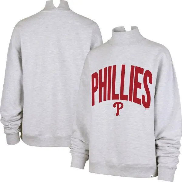 '47 Philadelphia Phillies Subtle Muse Mock Neck Sweatshirt - Heather Gray