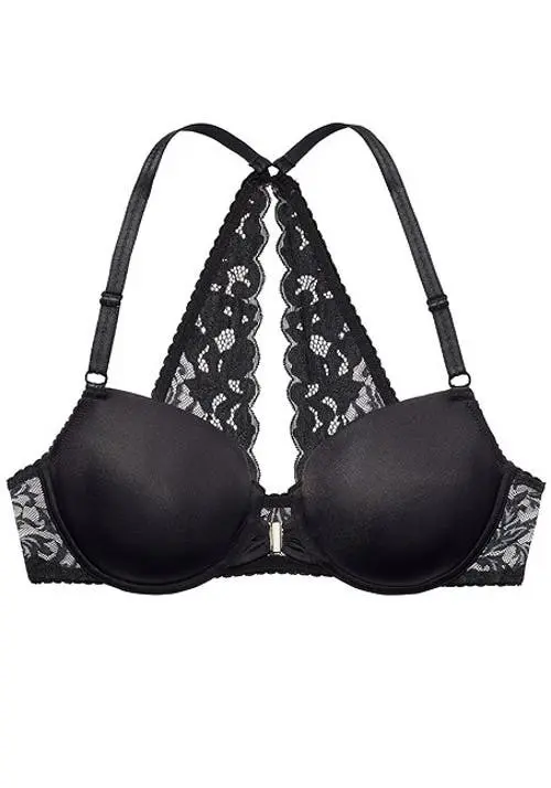 LASCANA Front Clasp T-shirt Bra - Black
