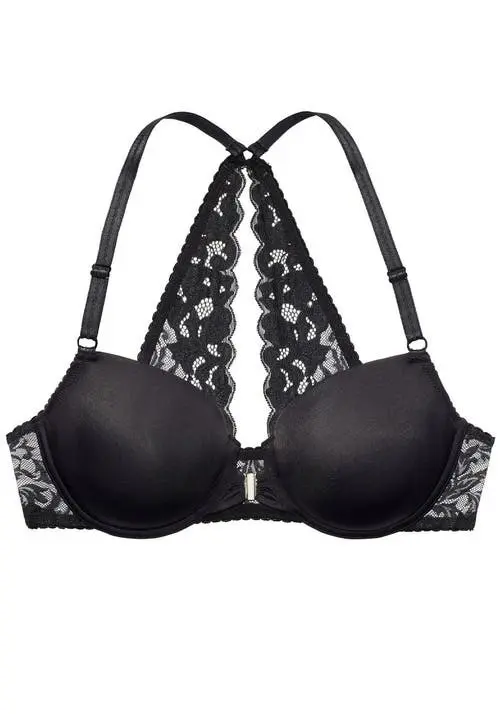 LASCANA Front Clasp T-shirt Bra - Black