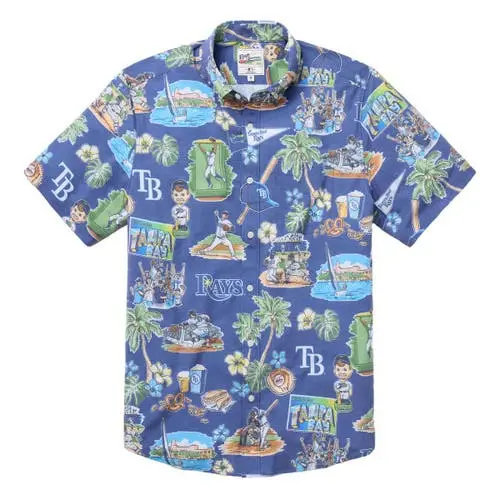 Reyn Spooner Tampa Bay Rays Scenic Tri-blend Performance Button-up Top