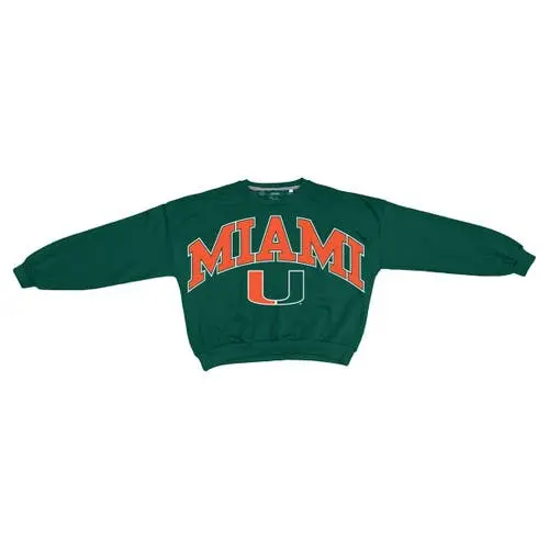 PRESSBOX Miami Hurricanes Oversized Janice Waist-length Sweatshirt