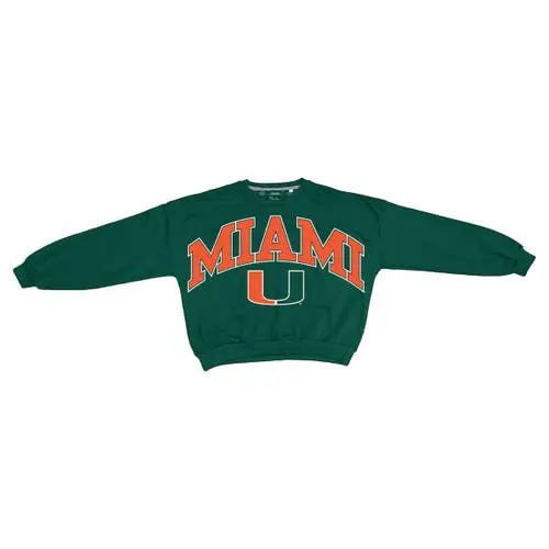 PRESSBOX Miami Hurricanes Oversized Janice Waist-length Sweatshirt