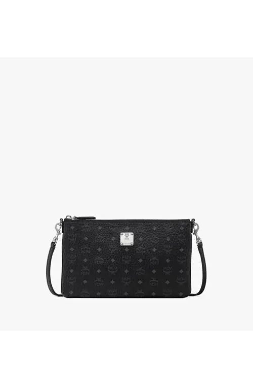 Mcm Aren Crossbody Pouch In Visetos - Black