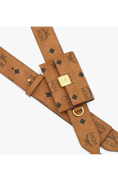 Mcm Aren Shoulder Strap With Pouch In Visetos Monogram