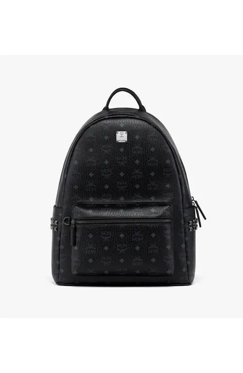Mcm Stark Side Studs Backpack In Visetos Monogram Canvas - Black