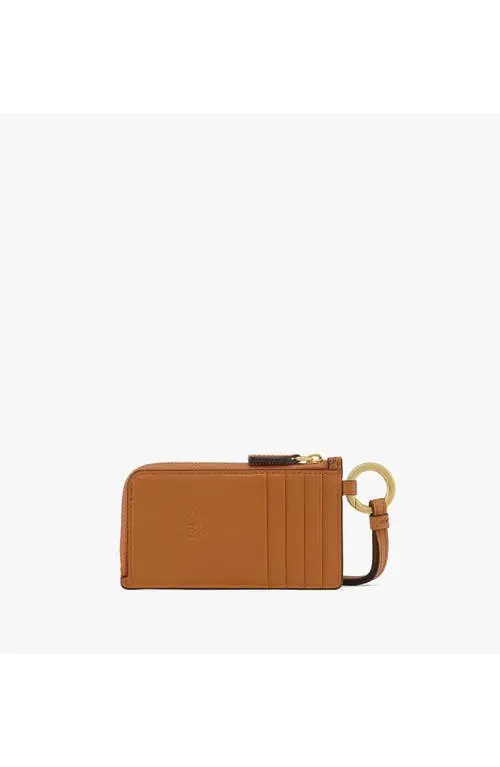 Mcm Aren Card Pouch In Visetos - Cognac