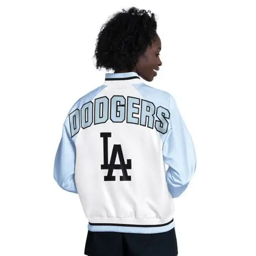 STARTER White Los Angeles Dodgers Blitz Varsity Raglan Full-snap Satin Jacket