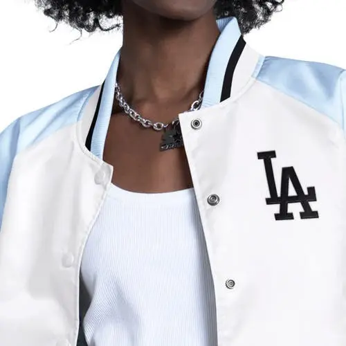 STARTER White Los Angeles Dodgers Blitz Varsity Raglan Full-snap Satin Jacket