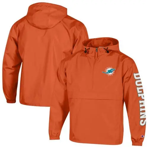 Champion Miami Dolphins Packable Hooded Windbreaker Jacket
