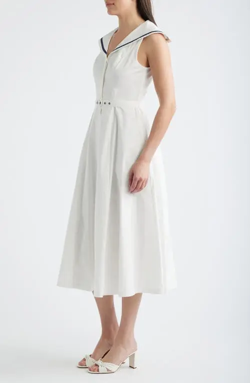 FREEMARKET Sailor Collar Cotton Midi Dress