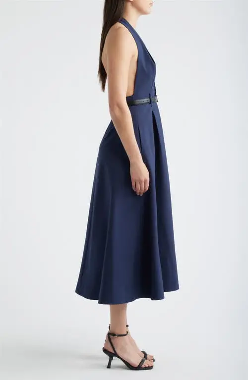 FREEMARKET Plunge Halter Neck Belted Midi Dress