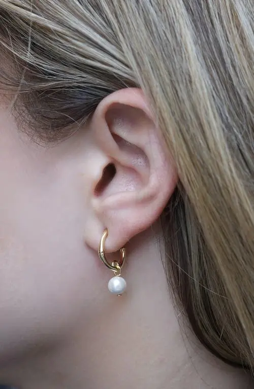 Argento Vivo 18k -plated Faux Pearl Drop Hoop Earrings