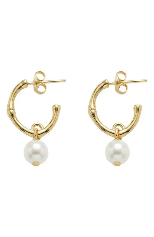 Argento Vivo 18k -plated Faux Pearl Drop Hoop Earrings