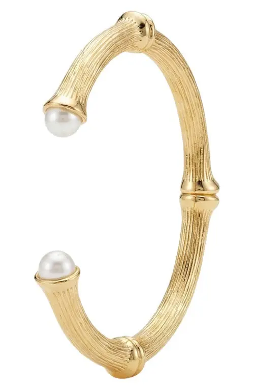 Argento Vivo Faux Pearl Bamboo Cuff Bracelet