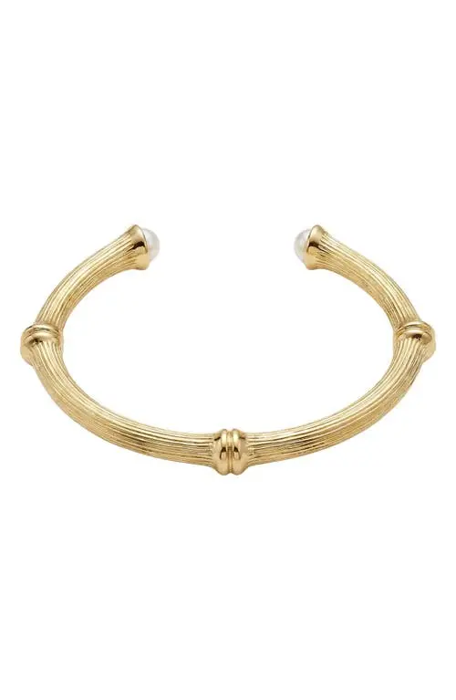 Argento Vivo Faux Pearl Bamboo Cuff Bracelet