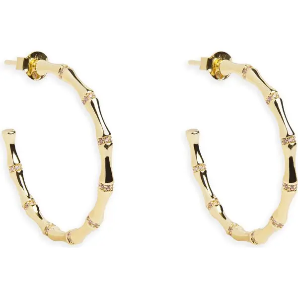 Argento Vivo Bamboo Hoop Earrings In 18k- Plate - Gold