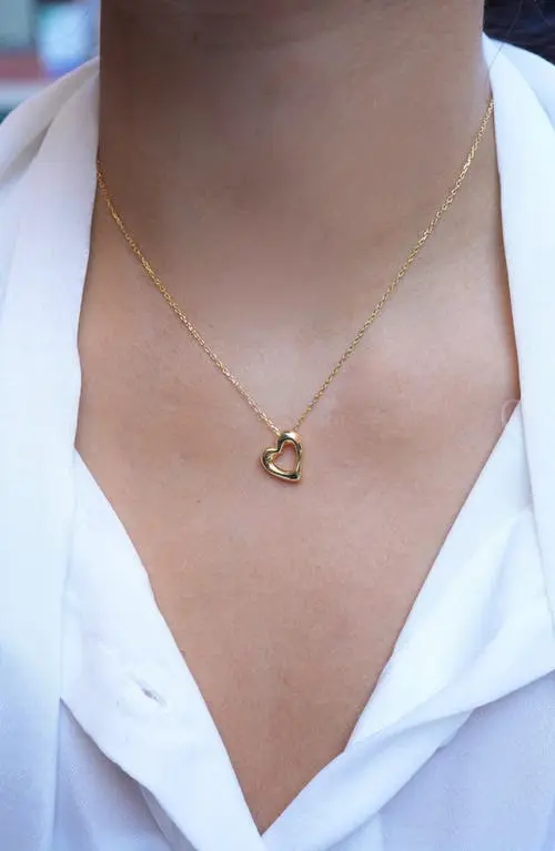 Argento Vivo 18k Plated Open Heart Pendant Necklace