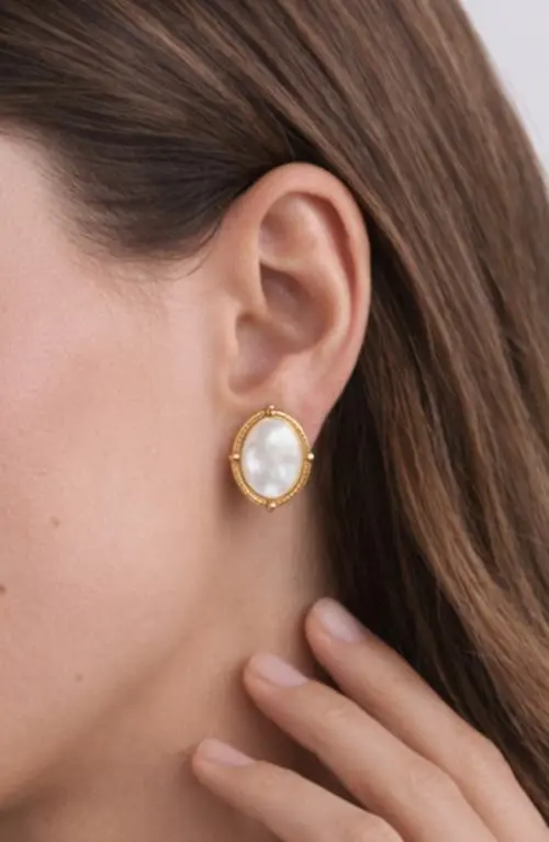Argento Vivo Mother-of-pearl Shield Earrings