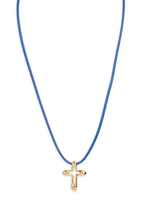 Argento Vivo Cross Cord Pendant Necklace - Gold/blue