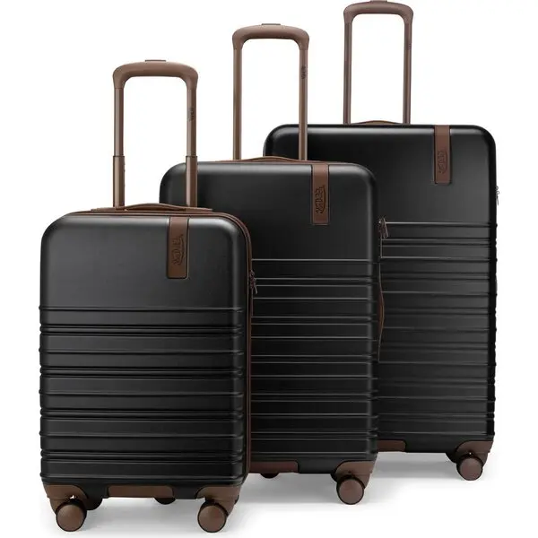 VON DUTCH Retro Trek 3-piece Expandable Hardside Spinner Luggage Set - Black