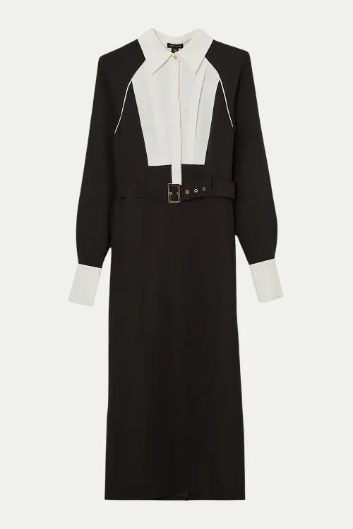 Karen Millen Petite Contrast Collar Midi Dress