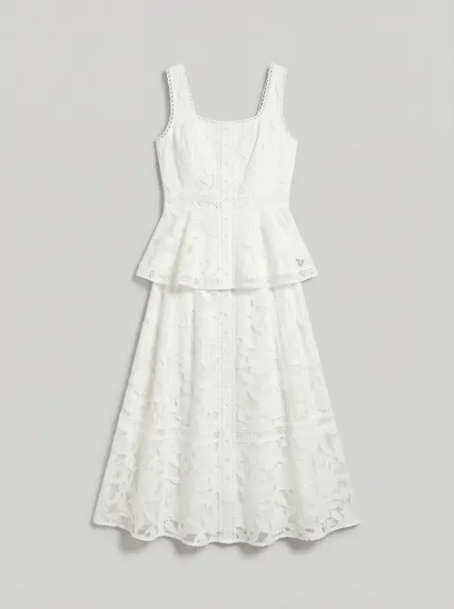 Coast Peplum Hem Button Down Lace Midi Dress
