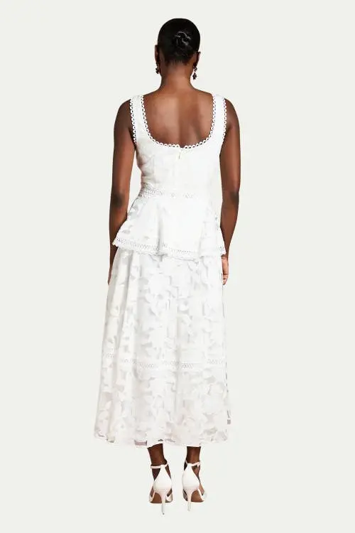 Coast Peplum Hem Button Down Lace Midi Dress