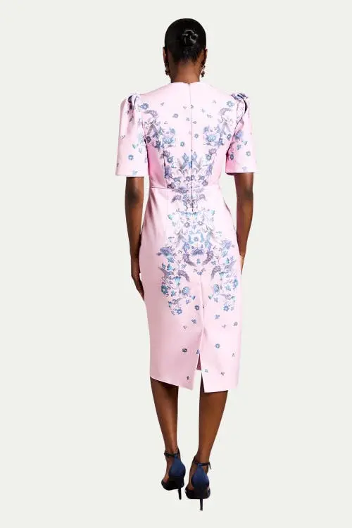 Coast Puff Sleeve Floral Cotton Pencil Dress