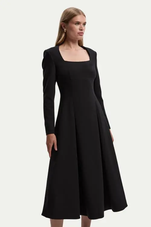Karen Millen Stretch Sweetheart Neck Midi Dress - Black