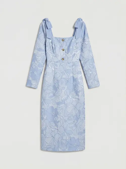 Coast Jacquard Button Detail Pencil Dress - Blue