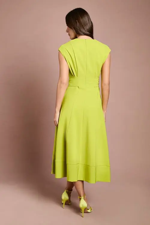 Coast Belted Crepe Midi Dress - Lime