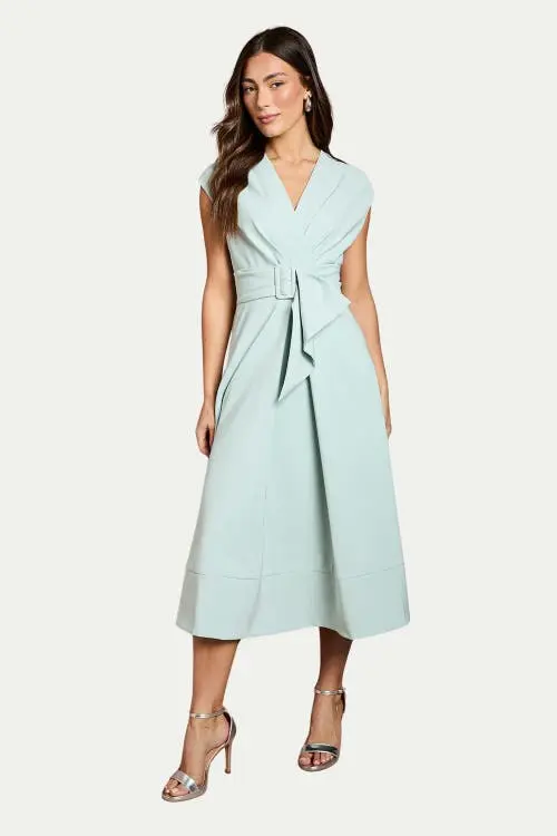 Coast Belted Crepe Midi Dress - Mint