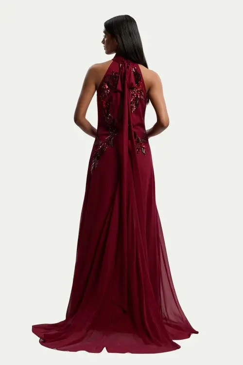 Karen Millen Embellished Halterneck Maxi Dress