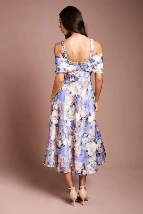 Coast Bardot Jacquard Corset Midi Dress