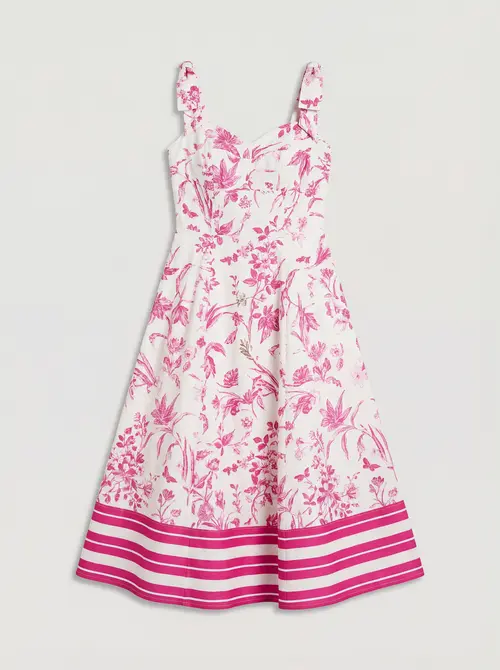 Coast Panelled Fit And Flare Midi Dress With Bow Straps