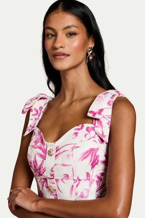 Coast Panelled Fit And Flare Midi Dress With Bow Straps