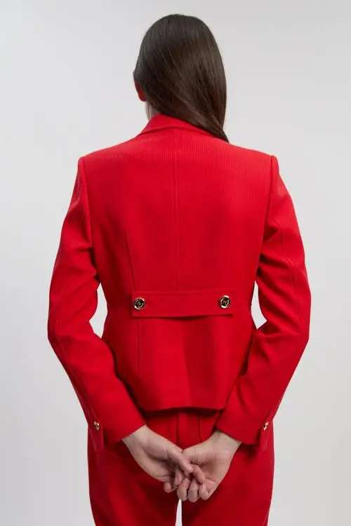 Karen Millen Textured Compact Stretch Tailored Jacket - Red