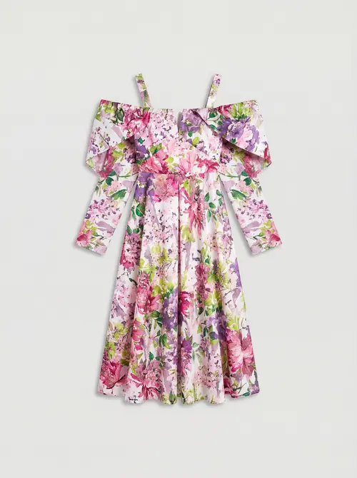 Coast Organza Bardot Midi Dress With Puff Sleeves