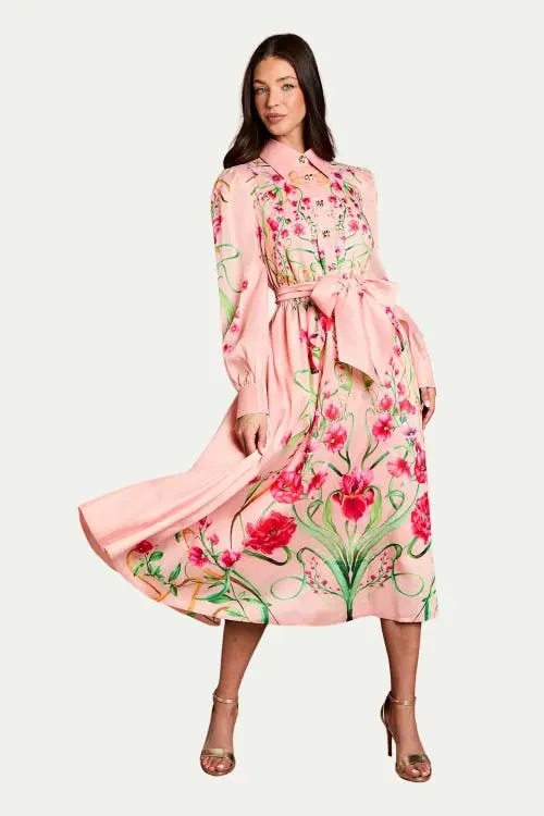 Coast Border Print Organza Shirt Dress - Blush