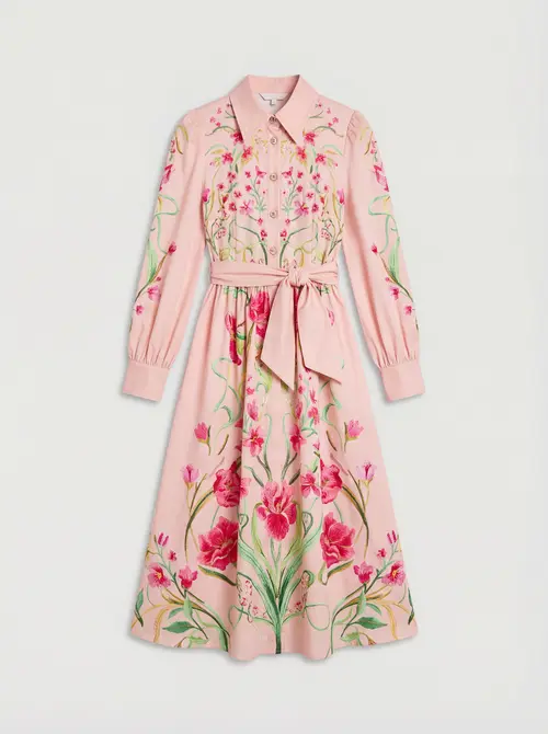 Coast Border Print Organza Shirt Dress - Blush